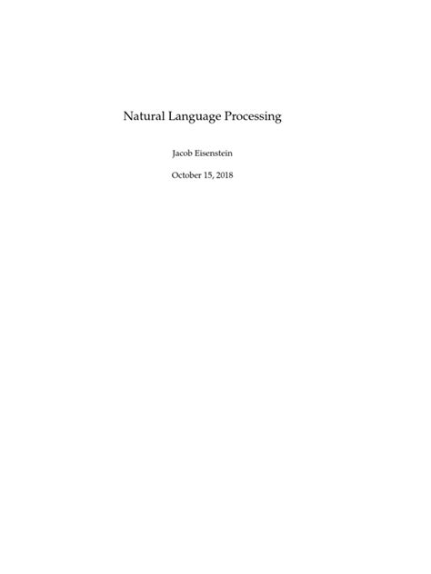 Jacob Eisenstein Natural Language Processing Mit Press Pdf