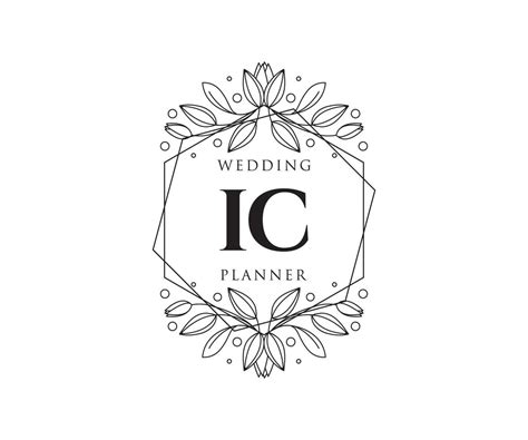 Ic Initials Letter Wedding Monogram Logos Collection Hand Drawn Modern