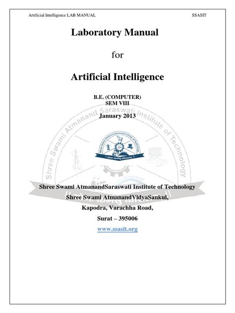 Artificial Intelligence Lab Manual Pdf Computer Programming Areas