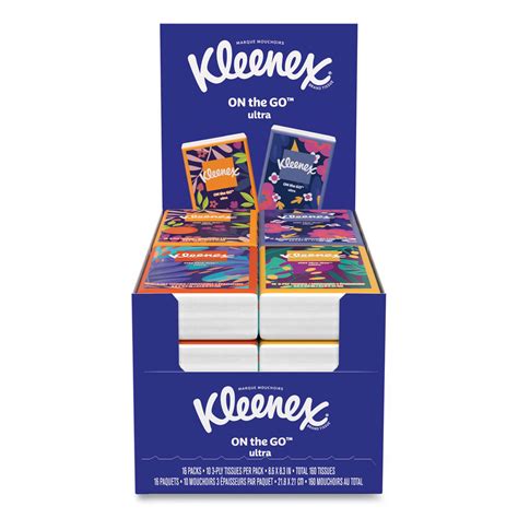 Kleenex® On The Go Packs Facial Tissues 3 Ply White 10 Sheets Pouch