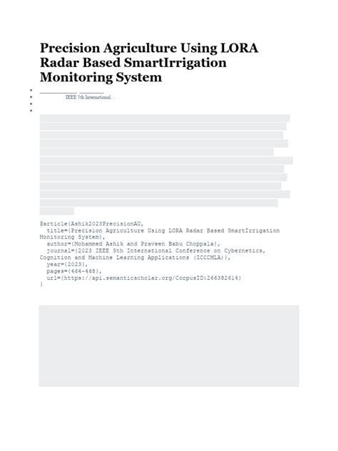 Precision Agriculture Using Lora Radar Based Smartirrigation Monitoring System Pdf Internet