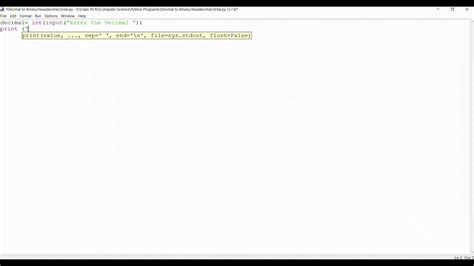 Python Program To Convert Decimal To Binary Hexadecimal Octal Youtube