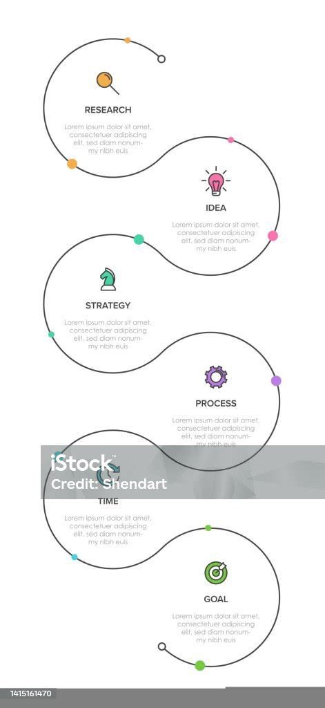 아이콘과 6가지 옵션 또는 단계가 있는 수직 인포그래픽 디자인 얇은 선 인포그래픽 비즈니스 개념 정보 그래픽 흐름 차트 프리젠