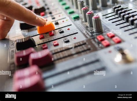 Hand Adjusting Audio Mixer Sound Stock Photo Alamy