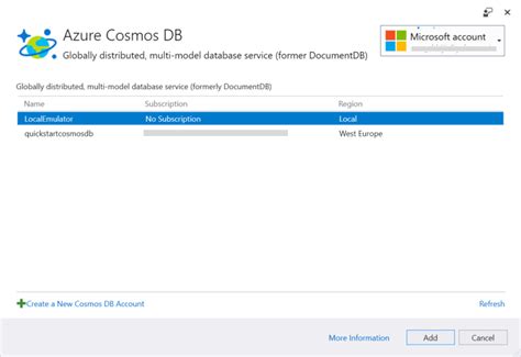 Visual Studio Connected Services For Azure Cosmos Db