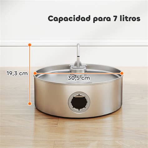 Pawhut Fuente Para Gatos De Acero Inoxidable 7l Bebedero Gatos Grande