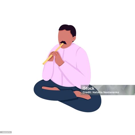 피리 플랫 컬러 벡터 얼굴없는 캐릭터를 연주 인도 음악가 2차 도형에 대한 스톡 벡터 아트 및 기타 이미지 2차 도형 Classical Concert 가공의 인물