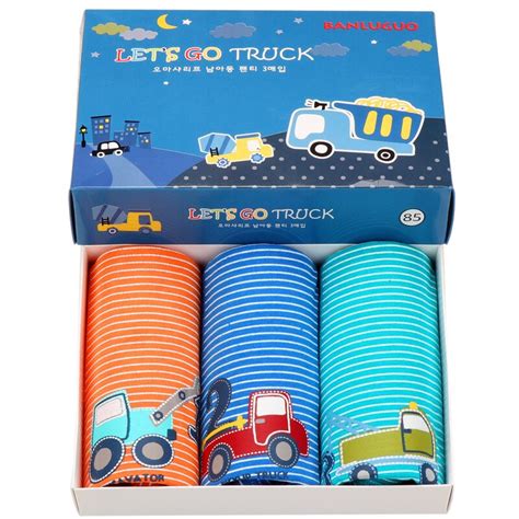 3pcs Briefs For Boys Stripes Truck Printing Cartoo Vicedeal