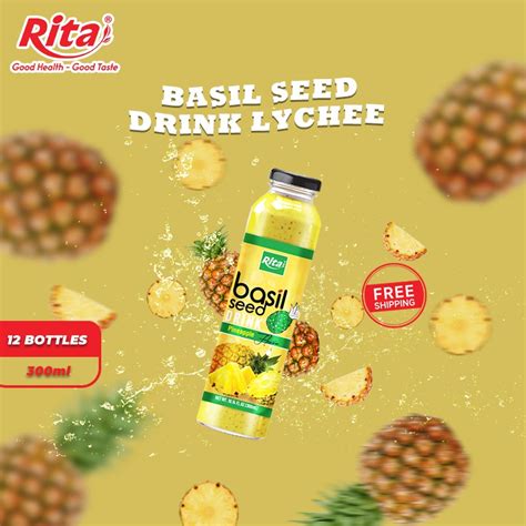 Rita Basil Seed Drink Pineapple Flavor 300ml X 12 Bottles Shopee Singapore