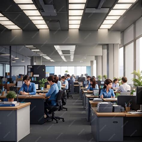 Premium Photo Office Workers Sitting At Desks