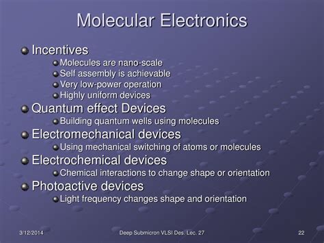 Ppt 332578 Deep Submicron Vlsi Design Lecture 27 Emerging Nanotechnology Devices Powerpoint
