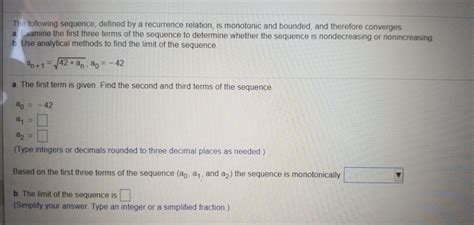 Solved The Following Sequence Defined By A Recurrence