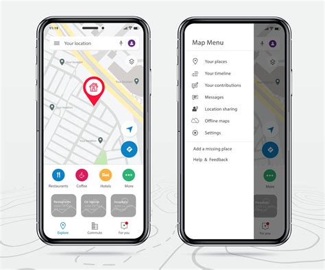 Mobile Map Gps Smartphone Map Application And Red Pinpoint On Screen