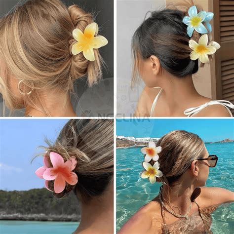 Piranha De Flor Garra Para Cabelo Em Forma De Flor Com Cores Em