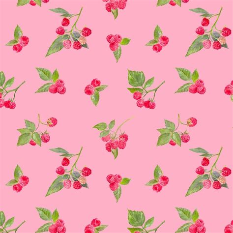 Premium Vector Raspberry Pattern Fabric Pattern Berries Raspberry