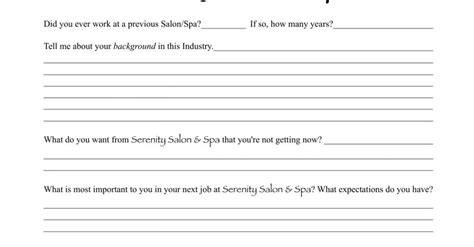 Salon Application Template ≡ Fill Out Printable Pdf Forms Online Worksheets Library