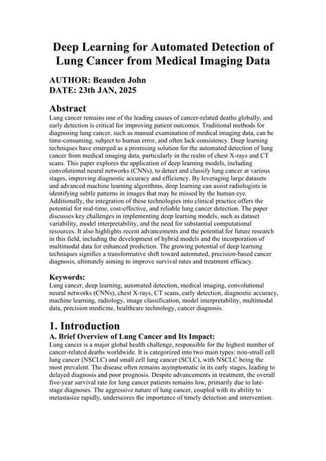Pdf Deep Learning For Automated Detection Of Lung Cancer From Medical