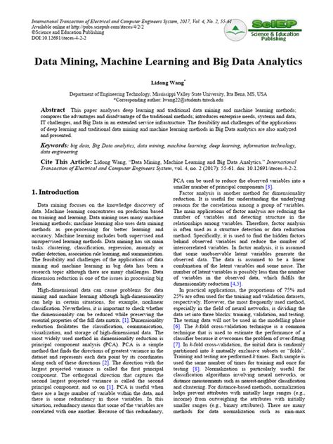Data Mining Machine Learning And Big Dat Pdf Machine Learning Cluster Analysis