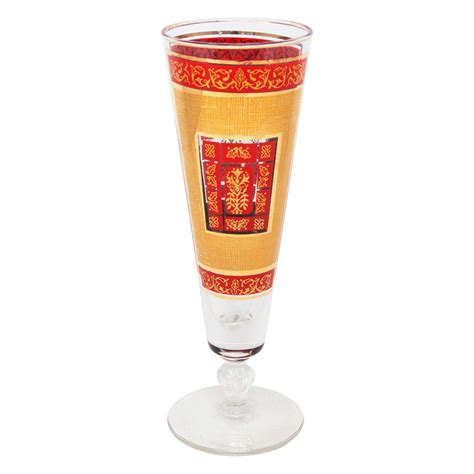 Vintage Libbey Red And Gold Pilsner Glasses The Hour Shop