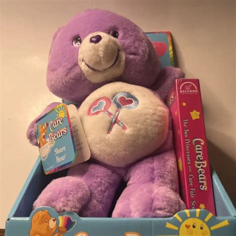 Care Bear Share Bear W Cartoon Vhs And Figurine Love A Lot Purple 2002