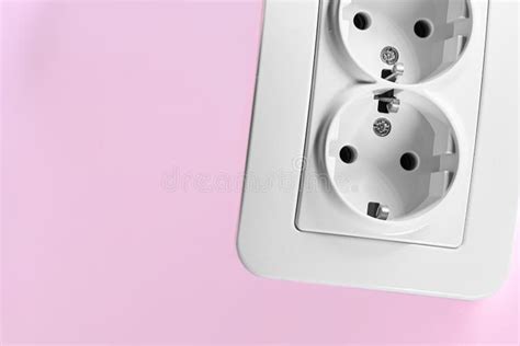 Double Electrical Socket For Connecting Devices On Pink Stock Image Image Of Component
