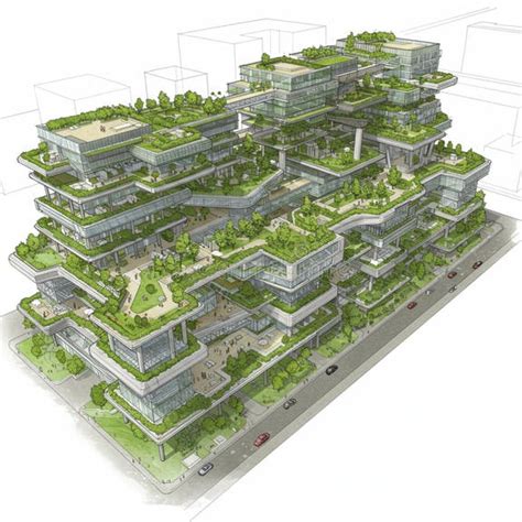 A Multi Tiered Architectural Concept Featuring Stacked Glass Enclosed