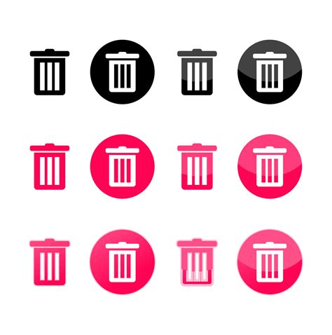 Delete Icon Set Element For Interface Design With Flat Color And