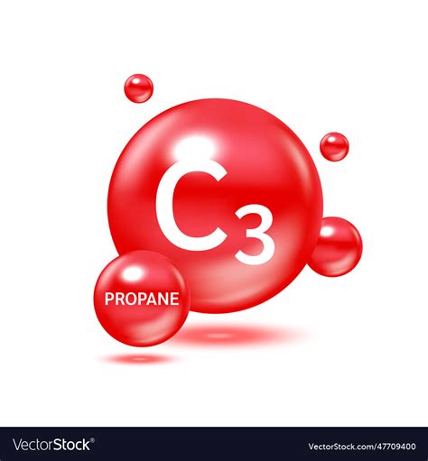 Propane Gas Molecule Models Red And Physical Vector Image