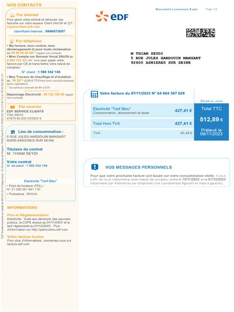 Facture Edf Pdf