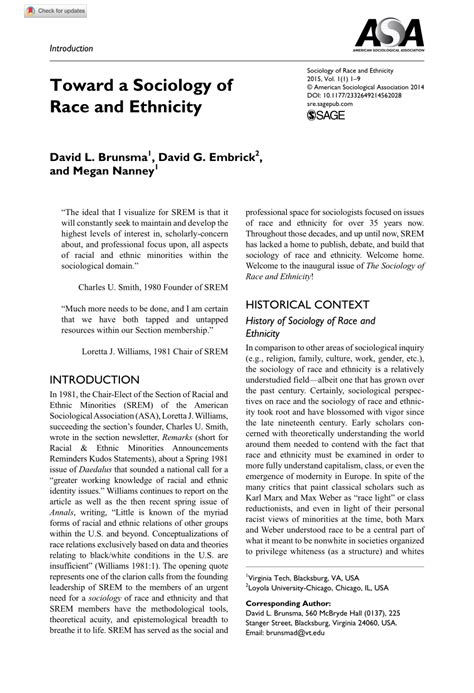 Pdf Toward A Sociology Of Race And Ethnicity