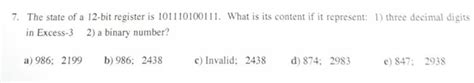 Solved 7 The State Of A 12 Bit Register Is 101110100111