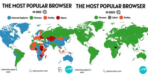 Most Popular Browser By Country 2012 Vs 2025 Brilliant Maps
