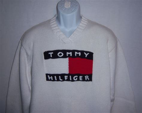 Vintage Tommy Hilfiger Flag Logo Varsity Cotton Knit Mens Sweater Extra