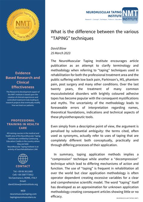Pdf What Is The Difference Between The Various Taping Techniques