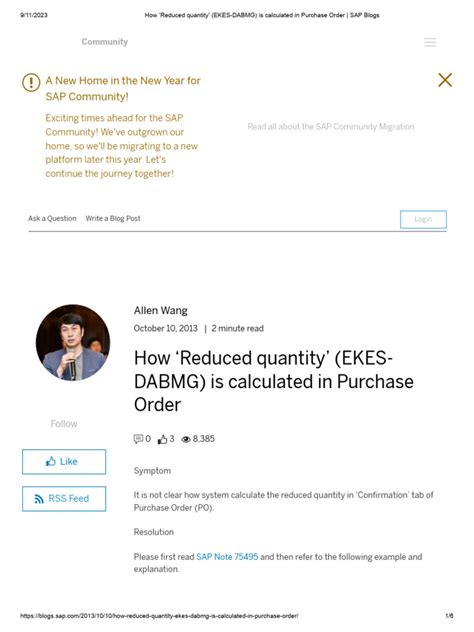 How Reduced Quantity Ekes Dabmg Is Calculated In Purchase Order