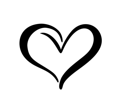 Hand Drawn Heart Love Sign Romantic Calligraphy Vector Illustration