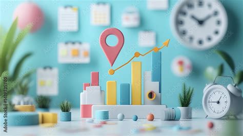 Minimal 3d Forecast Graph For Financial Planning Growth Line Shooting Upward Toward A Floating