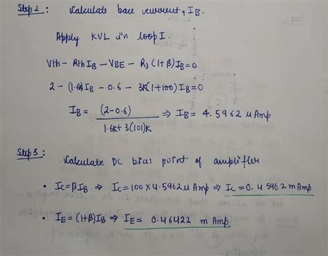 [solved] calculate the dc bias point of the transistor and the voltage