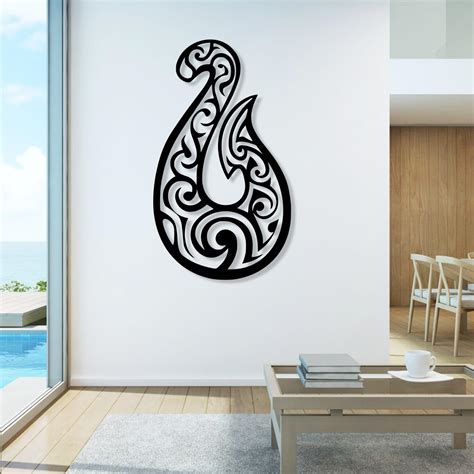 Metal Wall Decor Tribal Fish Hook Metal Wall Art Coastal