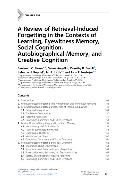 Pdf Chapter Five A Review Of Retrieval Induced Forgetting In The Contexts Of Learning