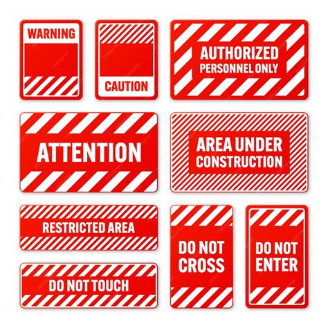 Premium Vector Various White And Red Warning Signs With Diagonal Lines Attention Danger Or