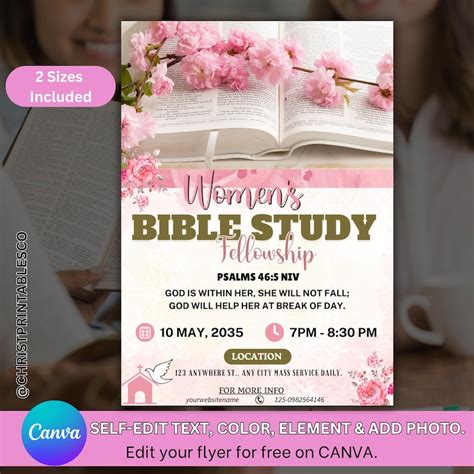 Editable Womens Bible Study Floral Flyer Fellowship Meeting Flyer