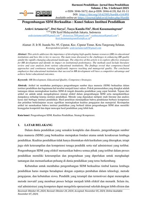 Pdf Pengembangan Sdm Berkualitas Kunci Sukses Institusi Pendidikan