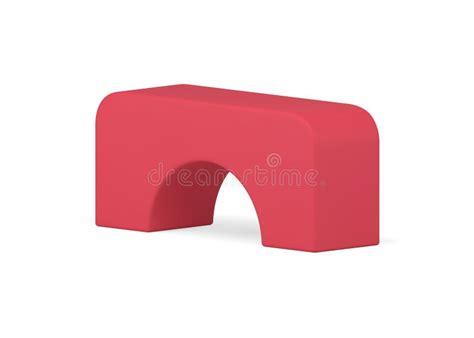 Red Smooth Rectangular Column 3d Arch Curved Geometric Shape Decorative