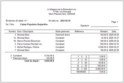 Bordereau De Dépôt Acomba