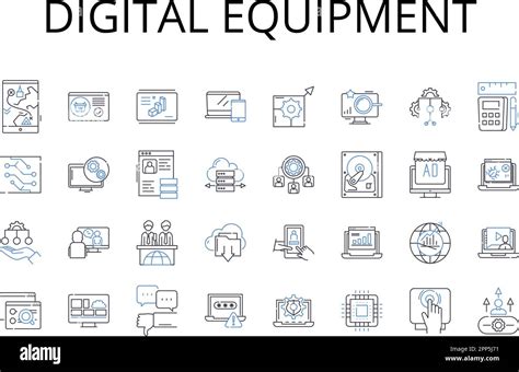 Digital Equipment Line Icons Collection Electronic Devices Cyber