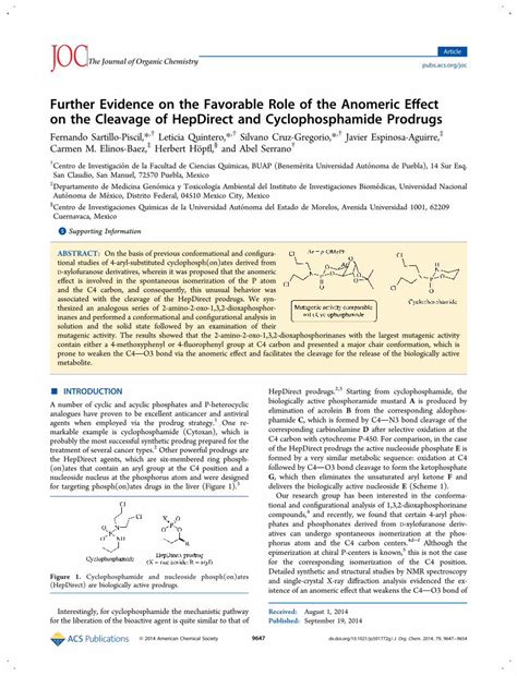 Pdf Further Evidence On The Favorable Role Of The Anomeric Effect On The Cleavage Of Hepdirect
