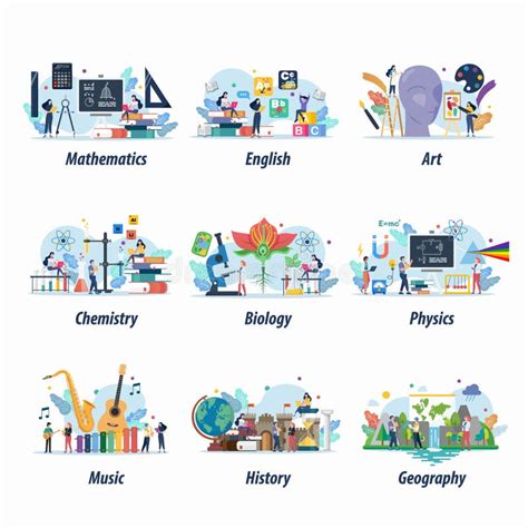 Education And School Class Set With Miniature People Stock Vector