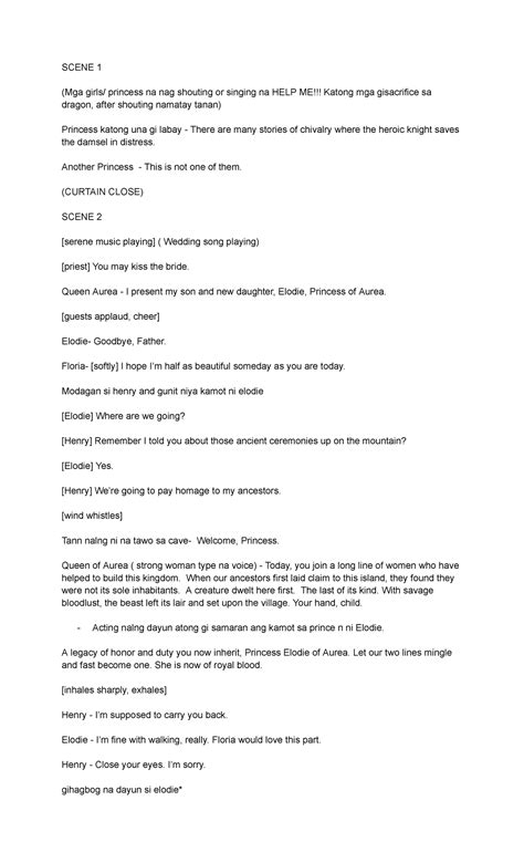 Damsel Script Scene 1 Mga Girls Princess Na Nag Shouting Or Singing Na Help Me Katong Mga