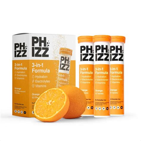 Phizz Orange Multivitamin Hydration And Electrolyte Effervescent Tablets 60 Per Pack British Online